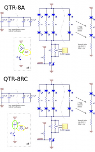 Pololu QTR-8RC vs QTR-8A sensor array